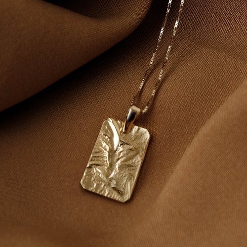 Square Medallion Necklace Gold Rectangle Pendant Necklace - Etsy