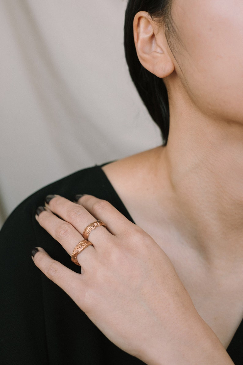 Gold Chunky Ring for Women Wide Organic Ring Gold Statement | Etsy