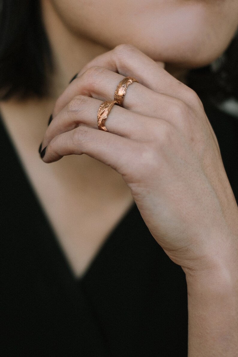 Gold Chunky Ring for Women Wide Organic Ring Gold Statement | Etsy
