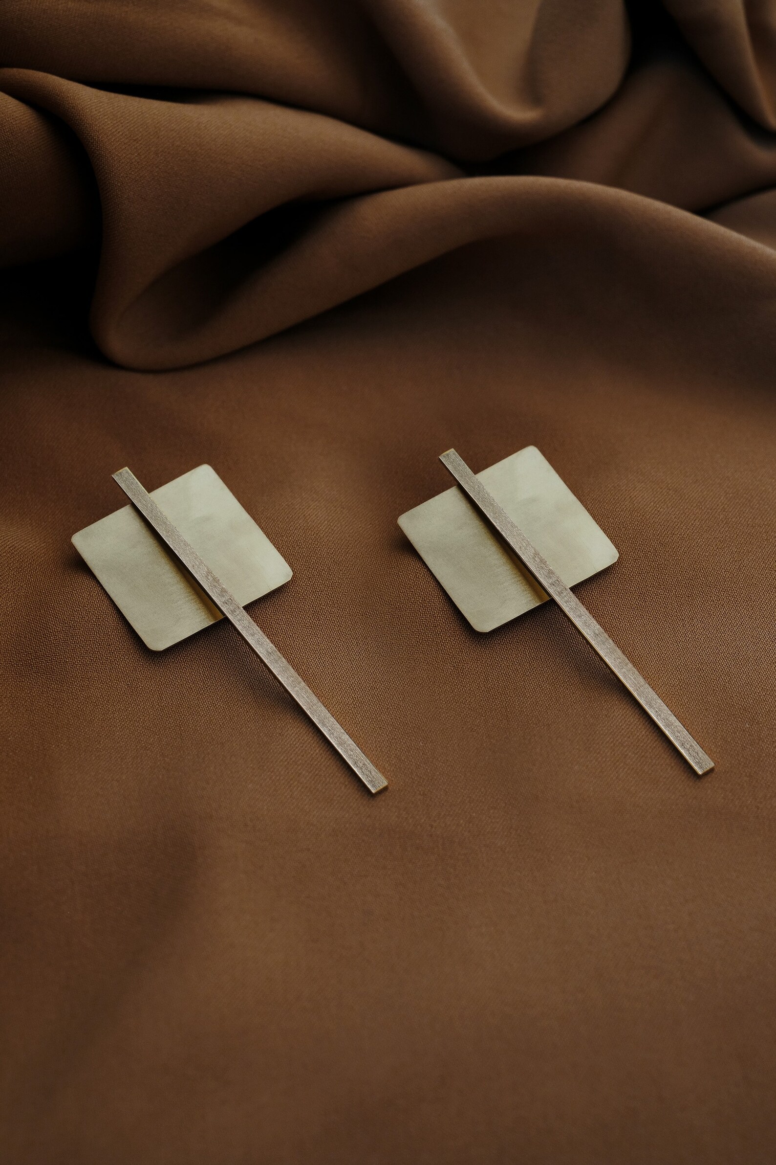 Square bar earring jacket Double earrings Front back | Etsy