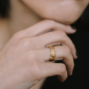 Gold Chunky Ring for Women Wide Organic Ring Gold Statement | Etsy