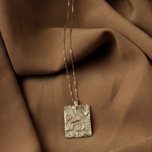 Square Medallion Necklace, Gold Rectangle Pendant Necklace, Square Gold ...