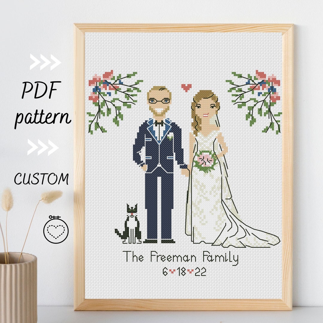 Wedding Cross Stitch Pattern Custom Couple First Anniversary - Etsy