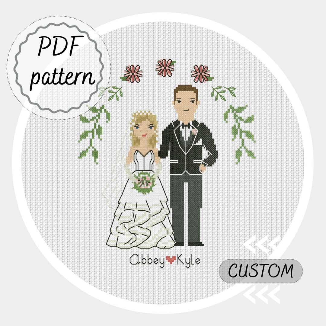 Personalized Cross Stitch PDF Pattern Wedding Couple Portrait From ...