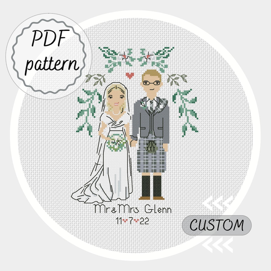 Traditional Wedding Gift for a Couple Custom PDF Cross Stitch Pattern ...
