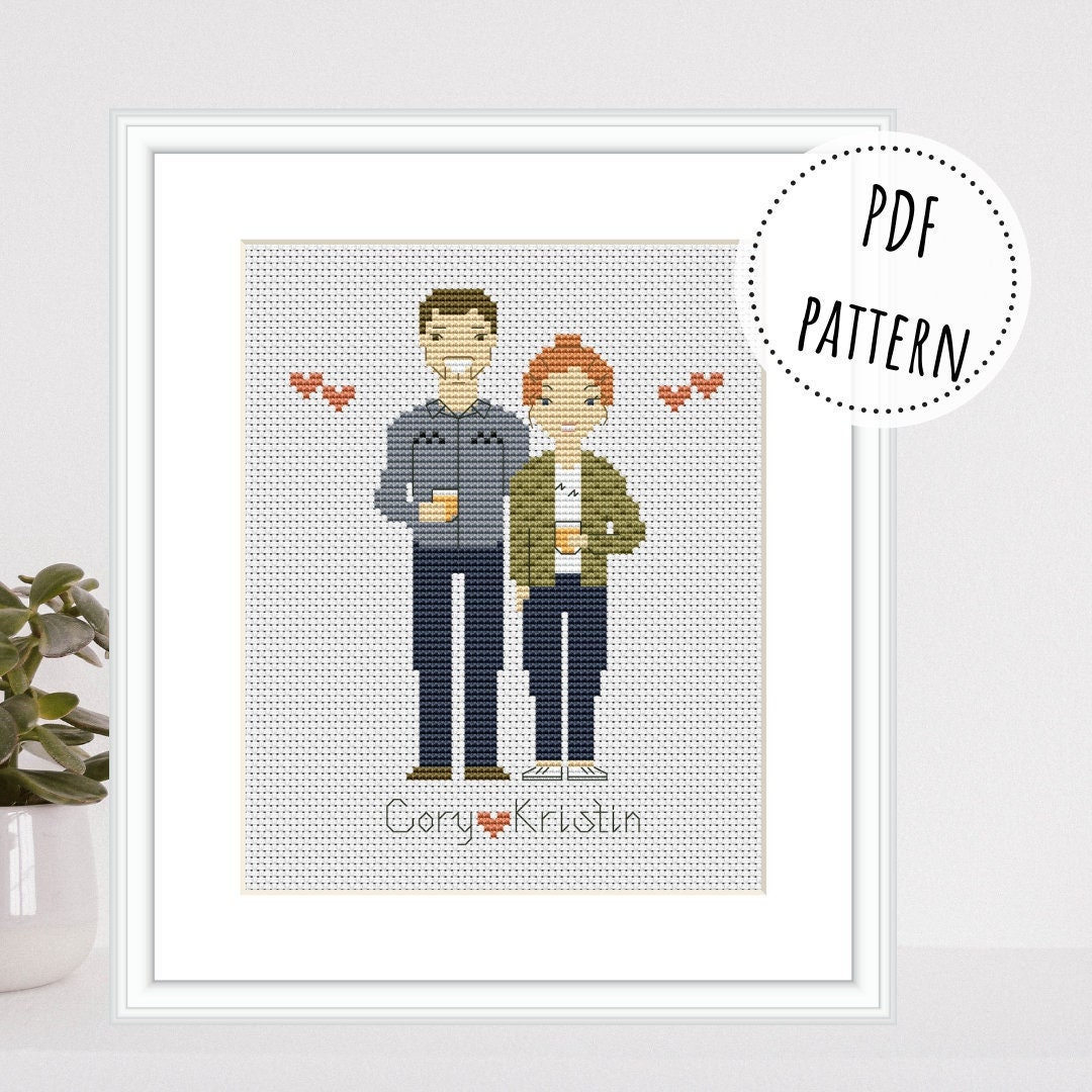 Custom Embroidery Couple Portrait Personalized Housewarming - Etsy