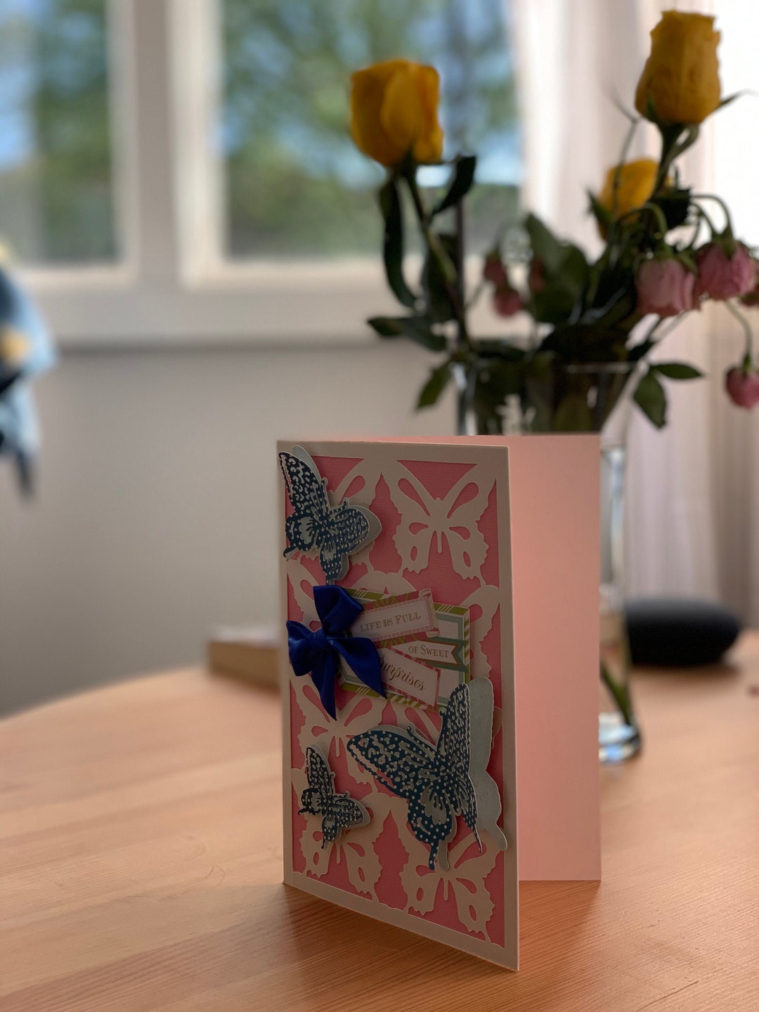 Blue Butterfly Surprise Card - Etsy