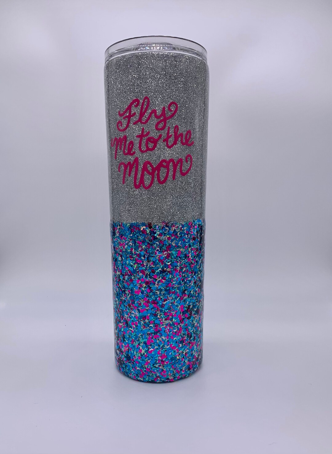 Fly Me to the Moon Glitter Tumbler With Straw, Mothers Day Gift From ...