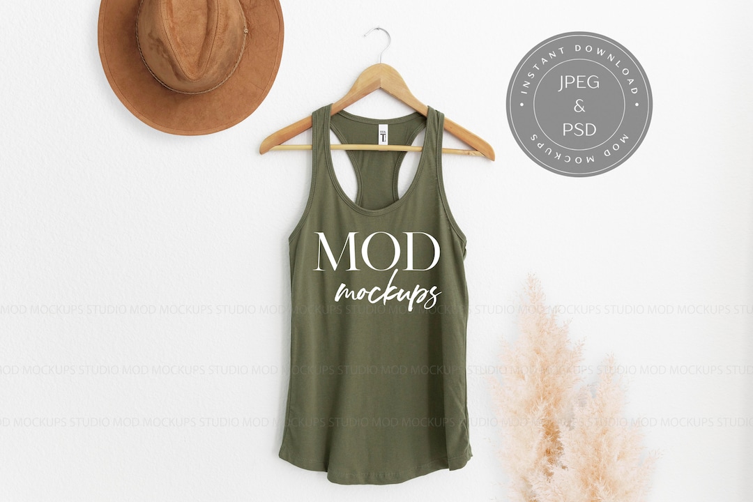 Next Level 1533 Mockup Next Level Mockups MILITARY GREEN Racerback Tank ...