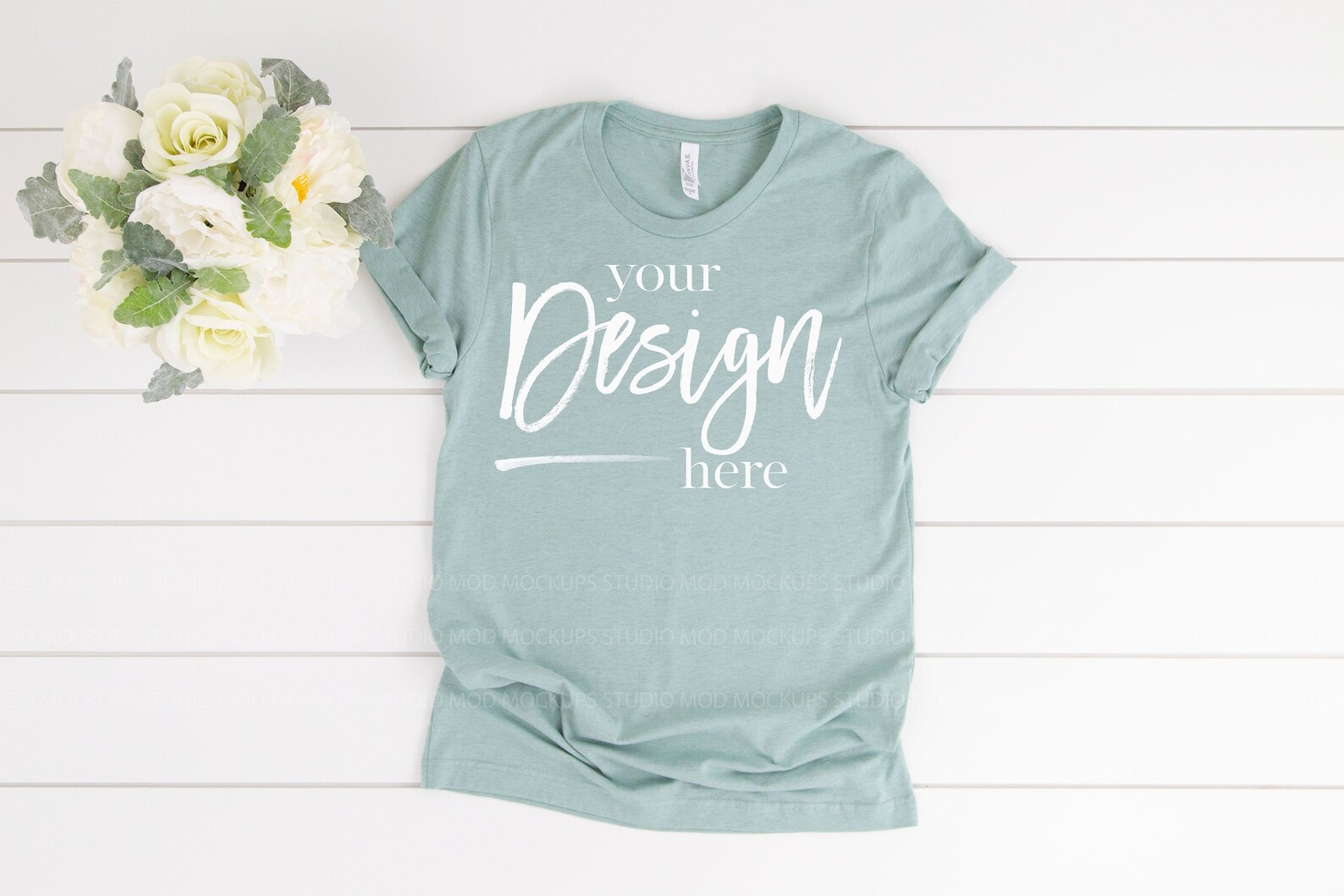 Heather Prism Dusty Blue Tee Mockup Bella Canvas 3001 T-shirt Mockup ...