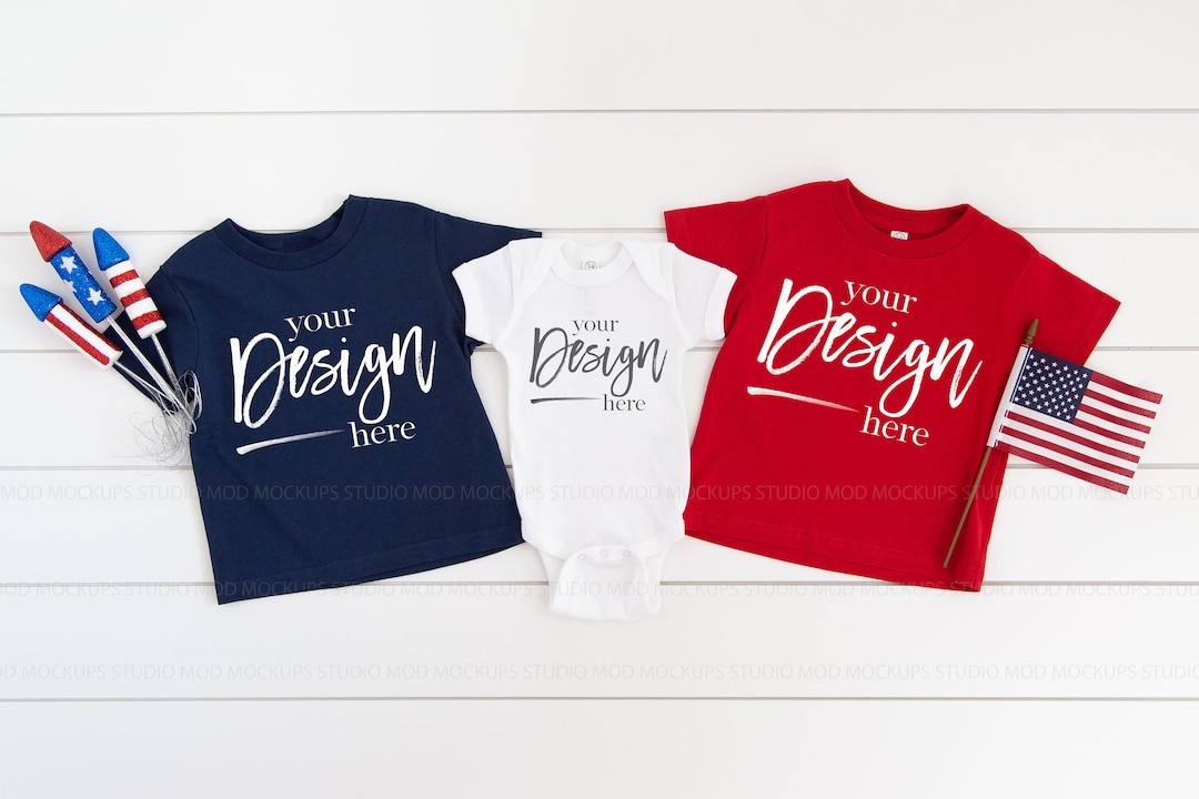 4th of July Mockup Patriotic Mockup Kids Shirt Mockup 3321 NAVY RED ...