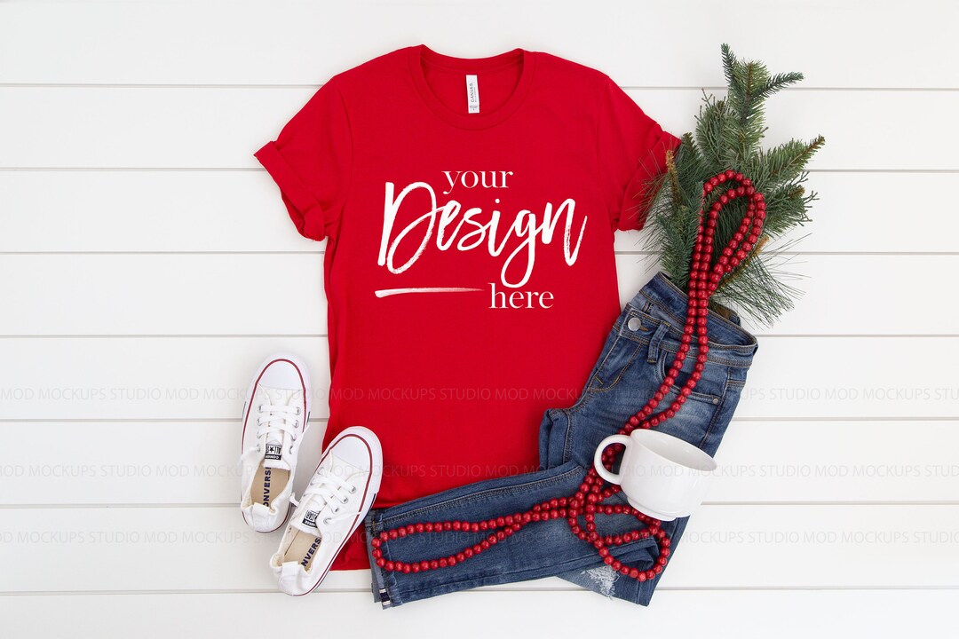 T Shirt Mock up Holiday Mockup Christmas Mockup Mock-ups Bella Canvas ...