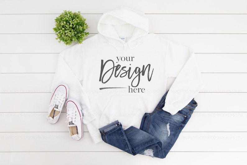 Hoodie Mockup White Sweatshirt Mock Up Gildan 18500 Mockup Etsy