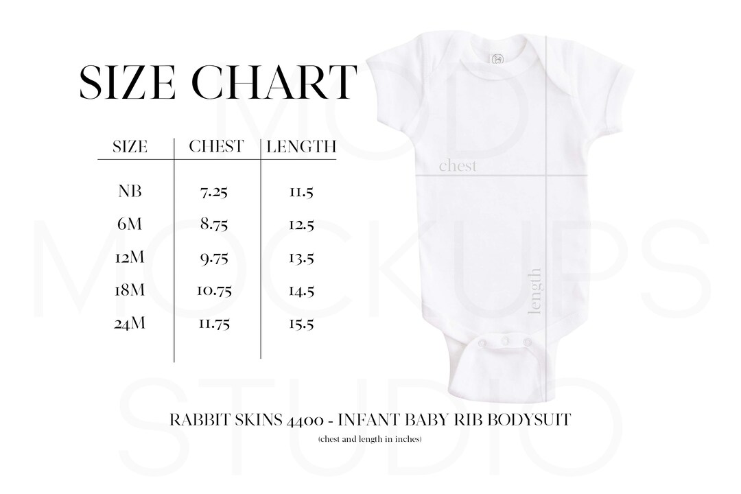 4400 Size Chart Rabbit Skins Size Chart Infant Bodysuit Size Chart ...