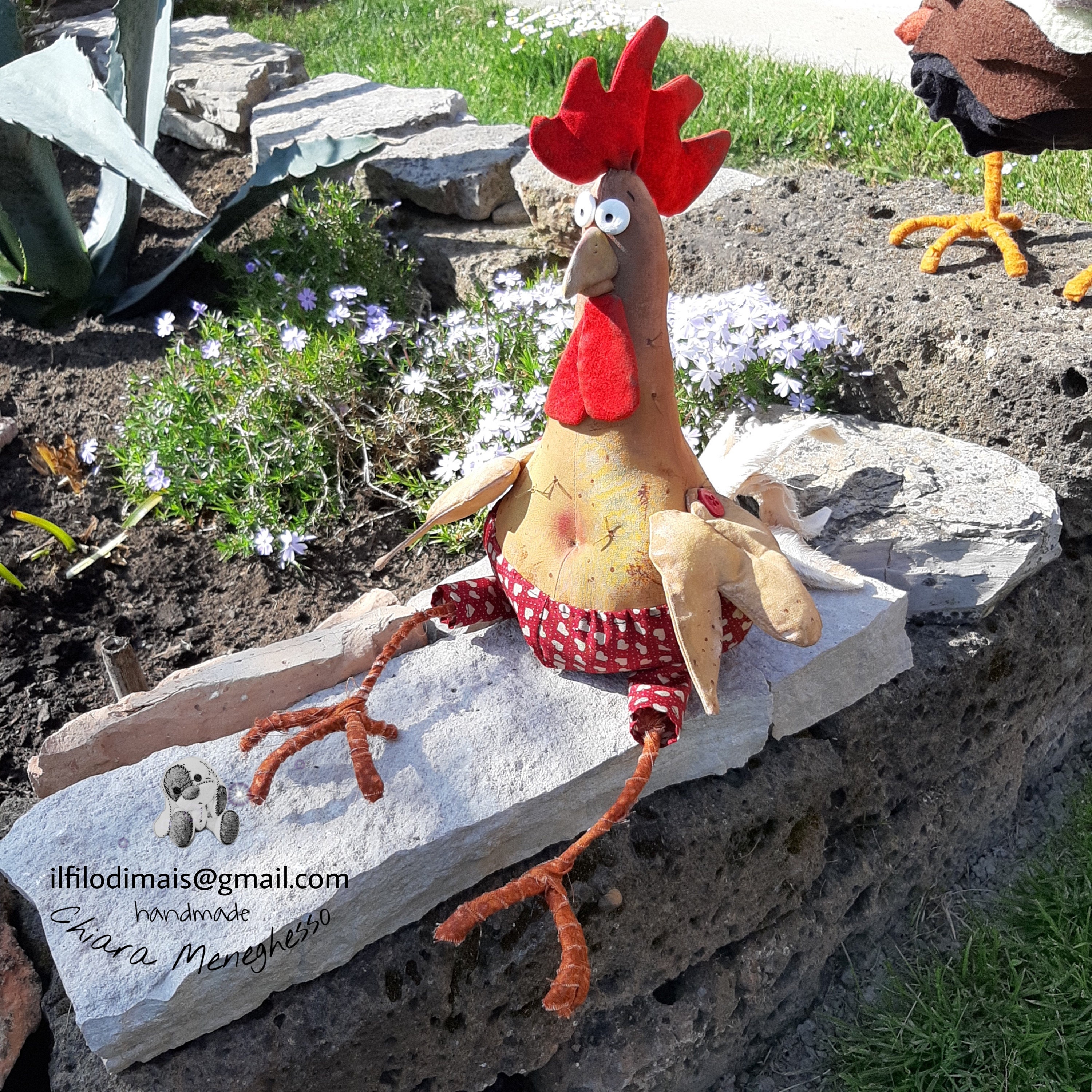Fabric Rooster and Hen: PDF Pattern for the Plucked Rooster and Rosetta ...