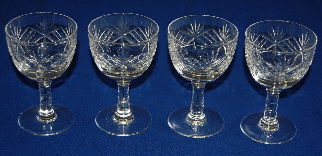 Vintage Crystal Cut Glass Set 4 Port, Aperitif Glasses, 11.75cms in ...