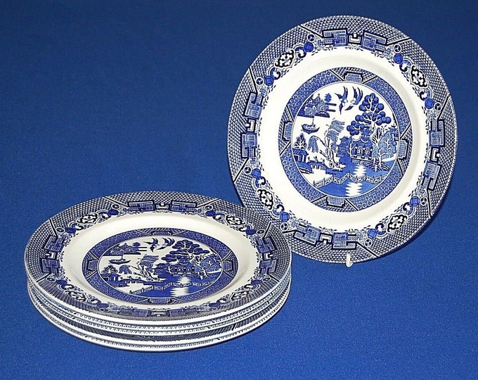 Vintage Swinnertons Old Willow Pattern Set 6 Dinner Plates 25cms in ...