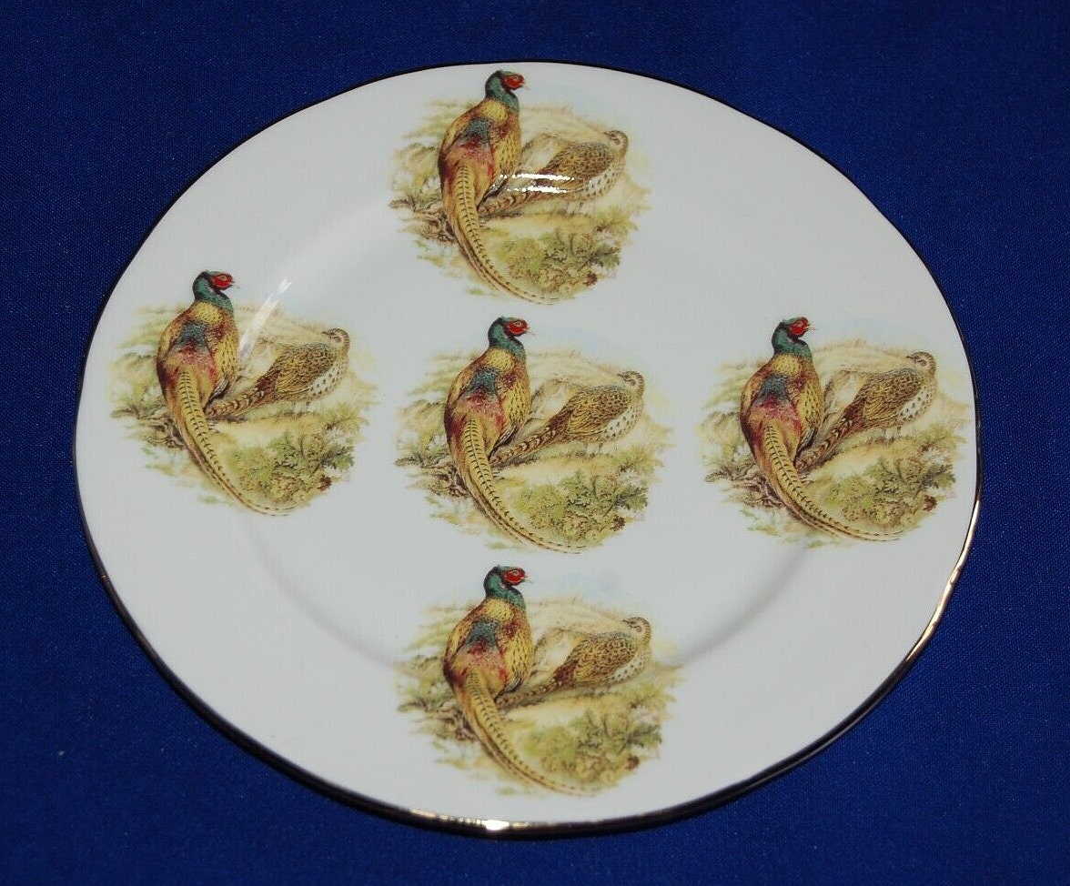 Vintage Set 5 Pheasant Pattern Bone China Side Plates 18.5cms Diameter ...