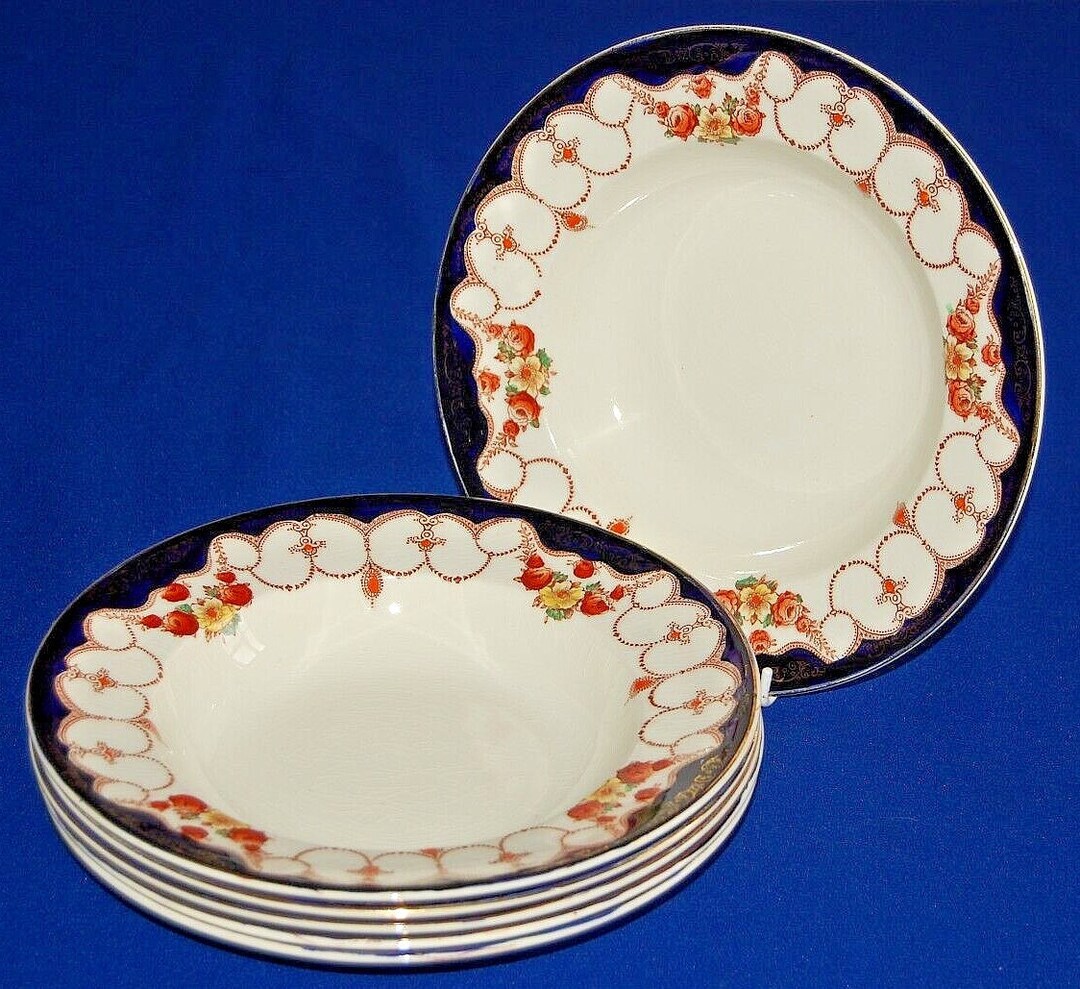 Myott Rosemary Set 6 Rimmed Soup Bowls, 10 Diameter. - Etsy
