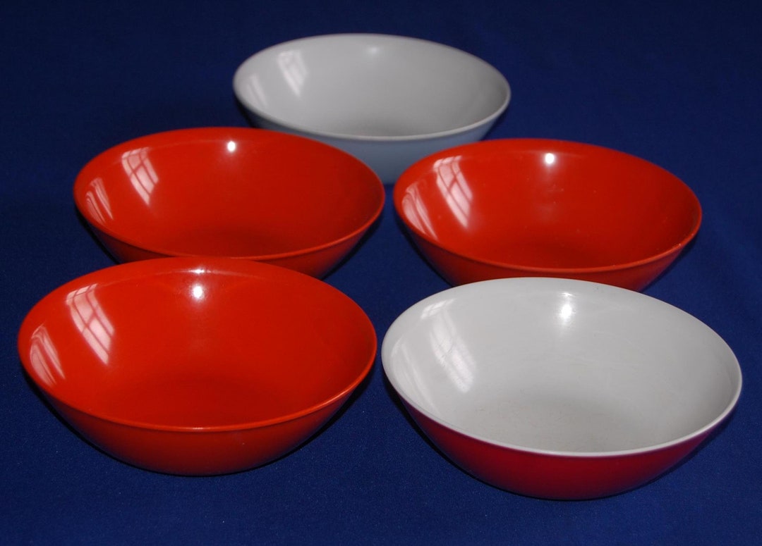 Vintage Retro Melaware Melmex Set 5 Harlequin Colour Bowls, 15cms ...