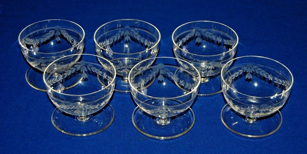 Set of 6 Crystal Cut Glass Swag Pattern Sundae Dishes Dished - Etsy