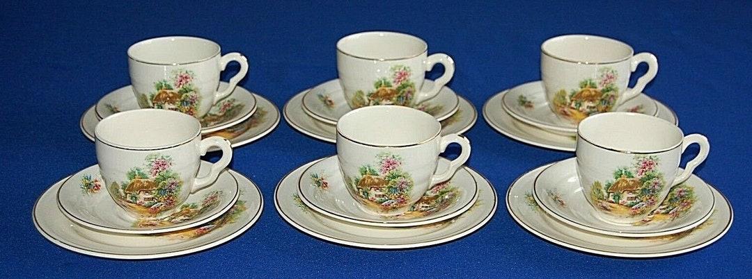 Vintage Plex St Pottery 18 Piece Country Cottage the Homestead Tea Set ...