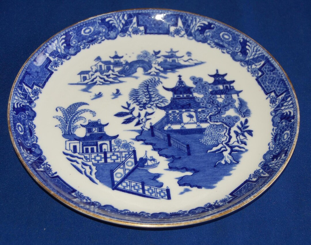 Antique Royal Worcester Willow Pattern Blue & White Cake Plate, 9.25 ...