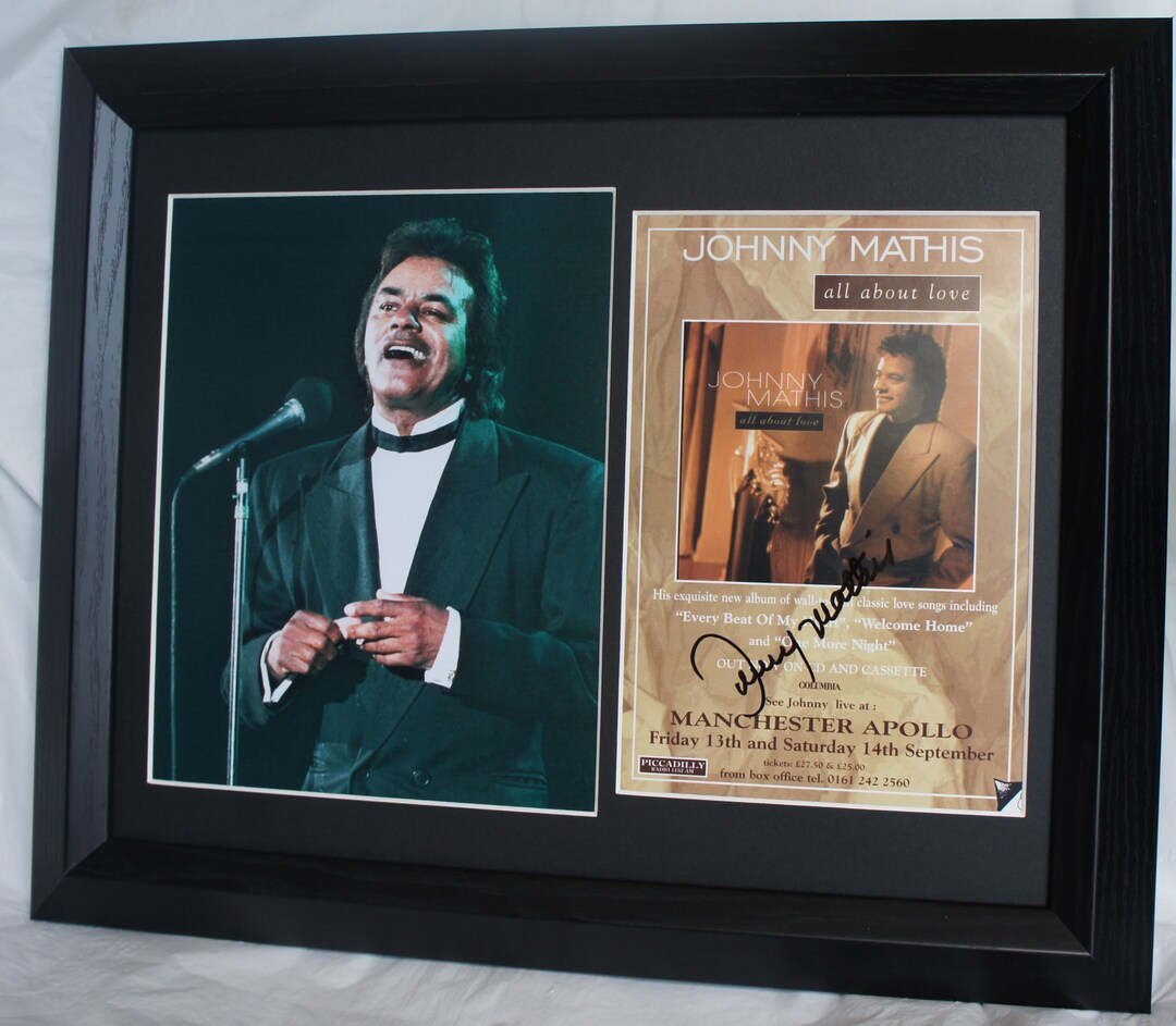 JOHNNY MATHIS Signed Concert Flyer Matted Framed Authentic Not Copy or ...