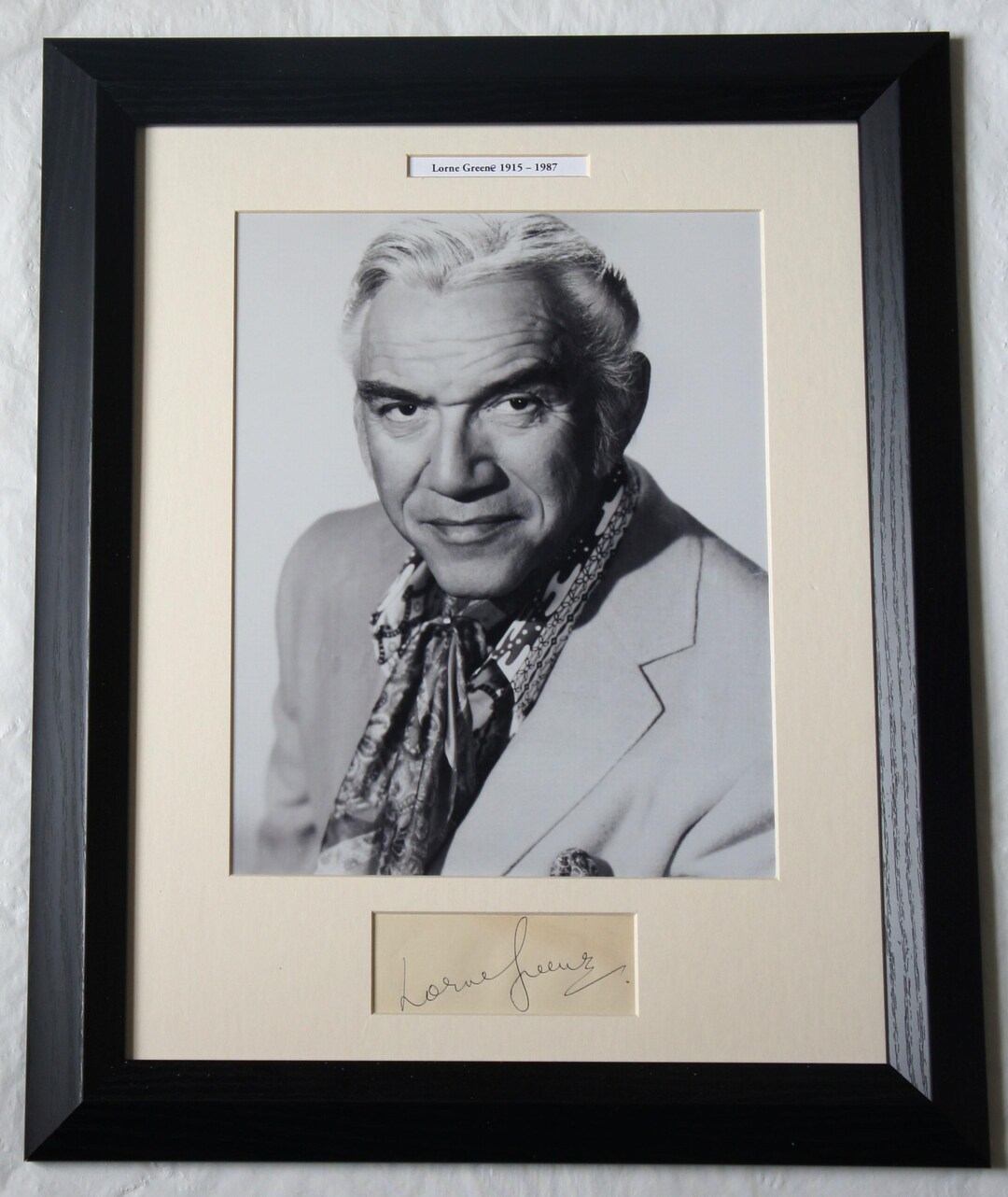 LORNE GREENE Signed BONANZA Actor Framed Matted Vintage Signed Card ...