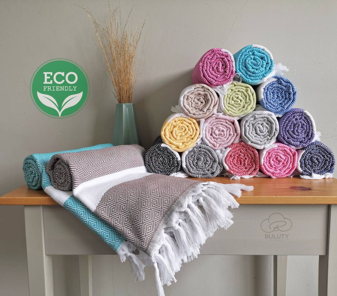 COTTON TURKISH TOWEL | Beach, Hammam, Bath Quick Dry Towel | Eco ...