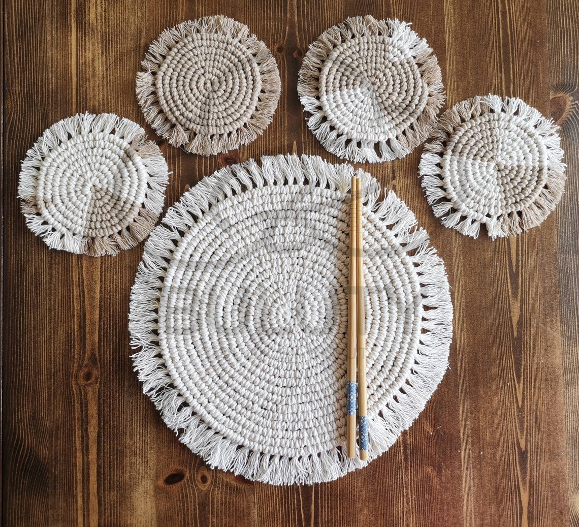 MACRAME PLACEMAT Handmade Large Single Place Mat Table - Etsy UK