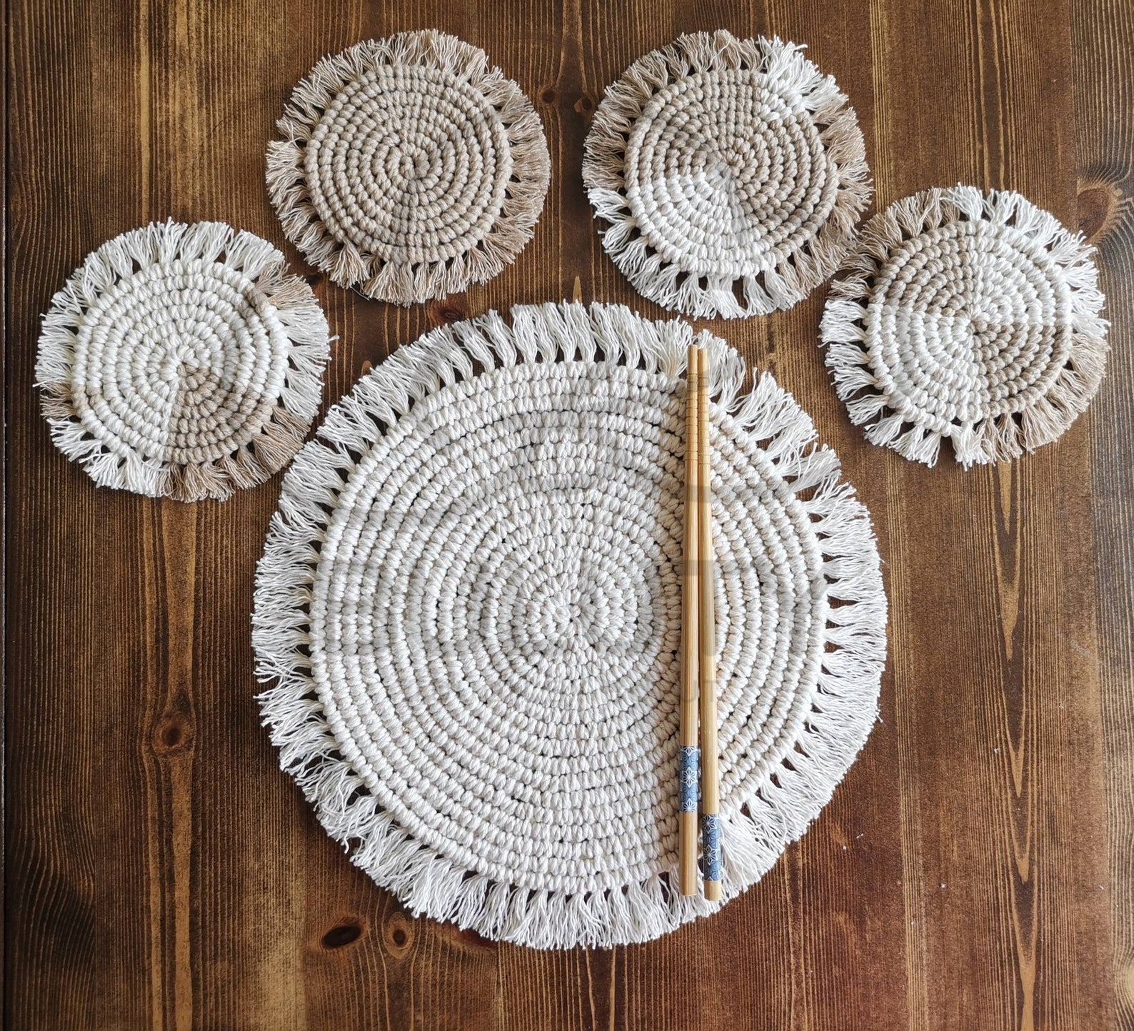 MACRAME PLACEMAT Handmade Large Single Place Mat Table - Etsy UK