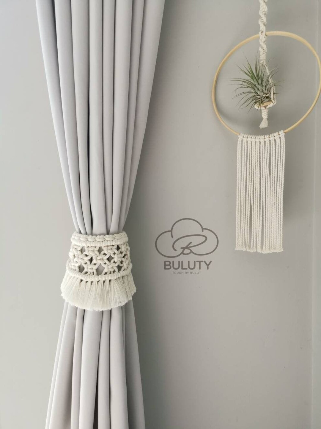 Macrame Curtain Tieback - Curtain Holder, Holdback, Modern Window ...