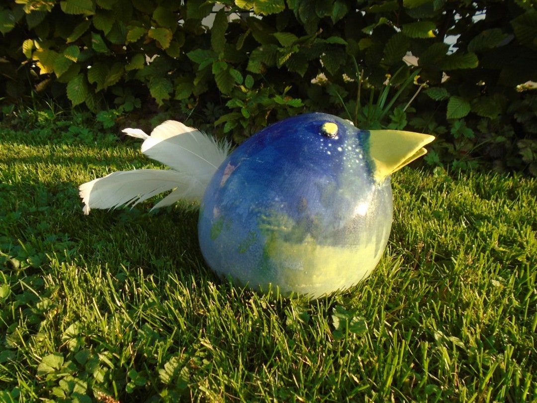 Blue Bird Made of Clay, Blue Bird in Clay, Garden Sculpture - Etsy