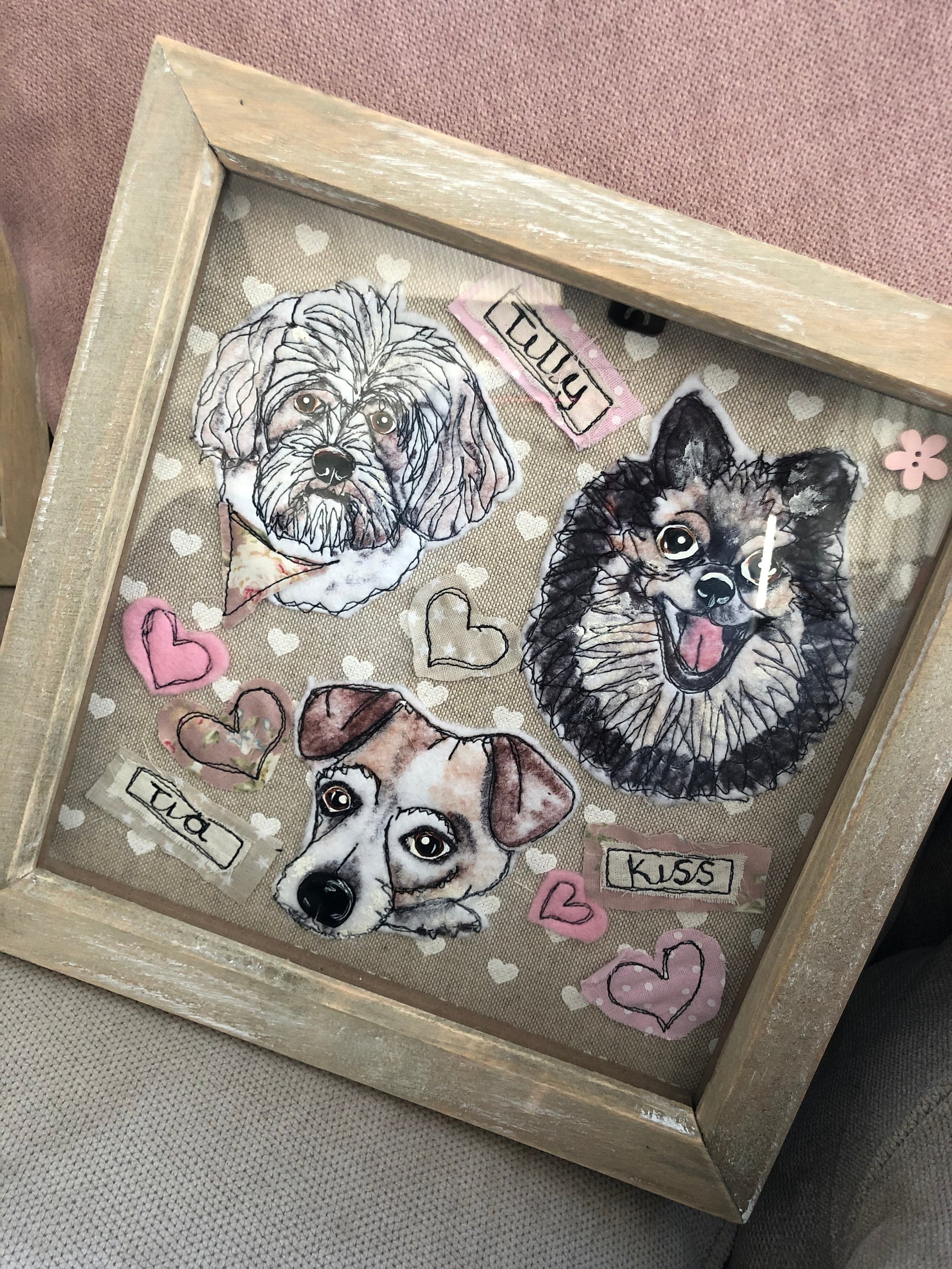 Framed Textile Papillon Dog Textile Portrait. Dog Lovers Gift. - Etsy UK