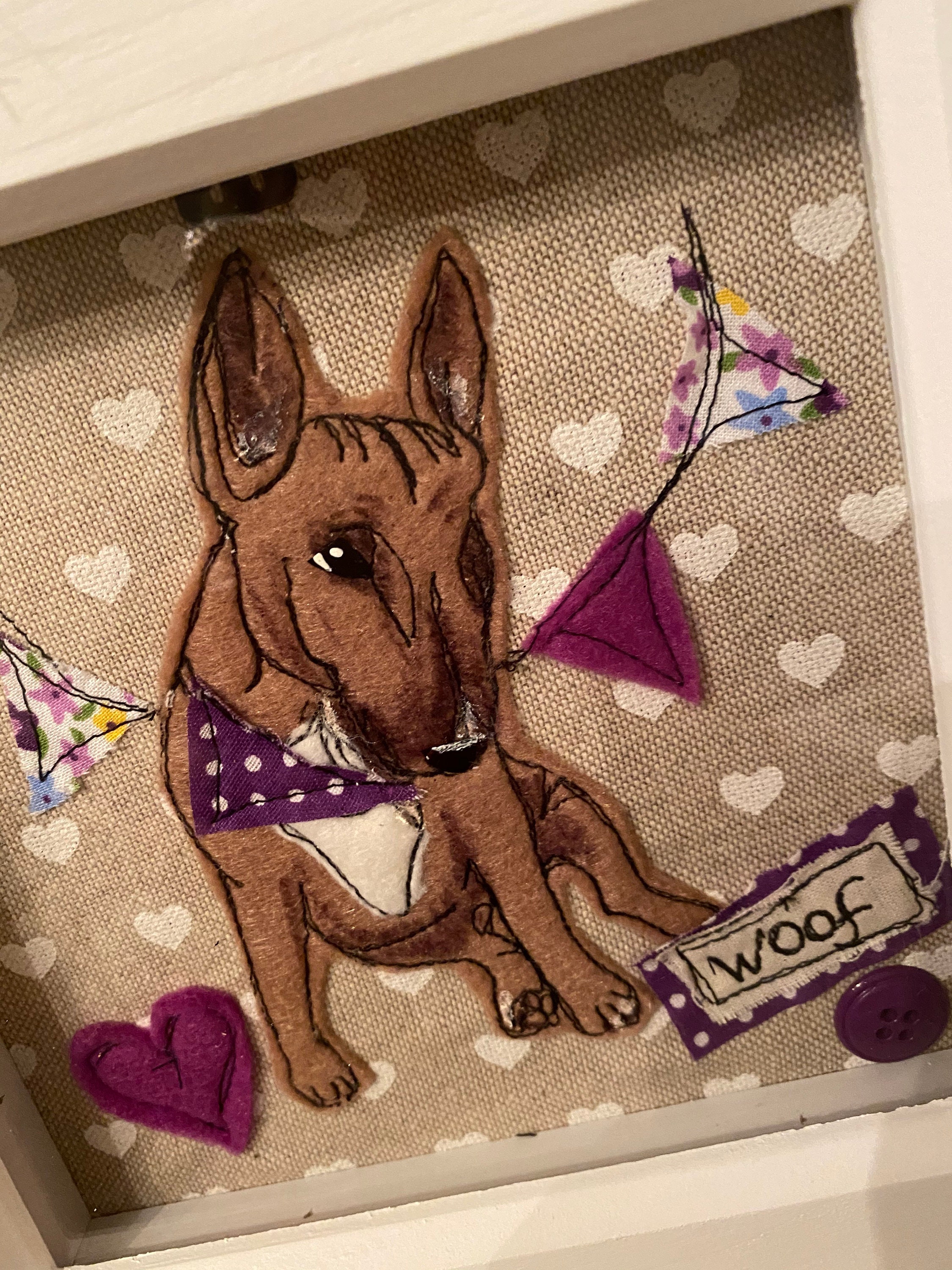 English Bull Terrier/ Bully Framed Textilepicture. | Etsy UK