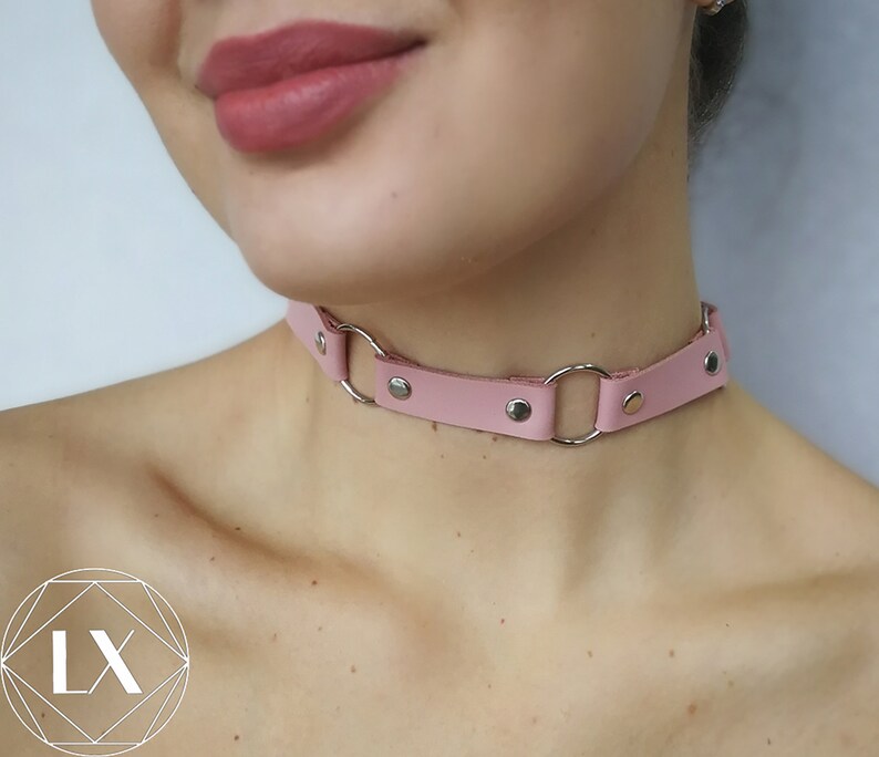 Real Leather Pink Choker Necklace Choice of Colour - Etsy