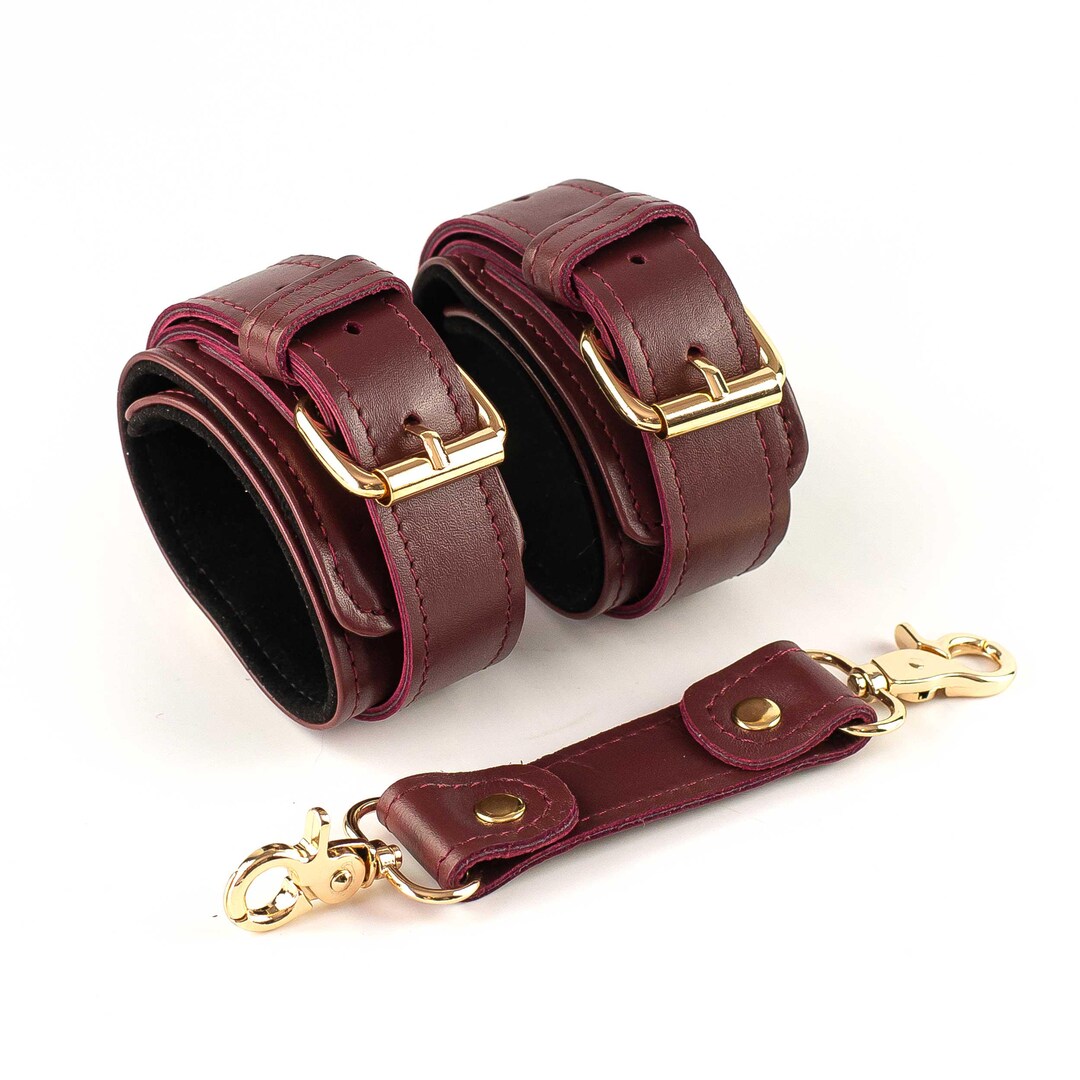 Marsala BDSM Handcuffs Bondage, Handcuffs Restraints, Leather Handcuffs ...