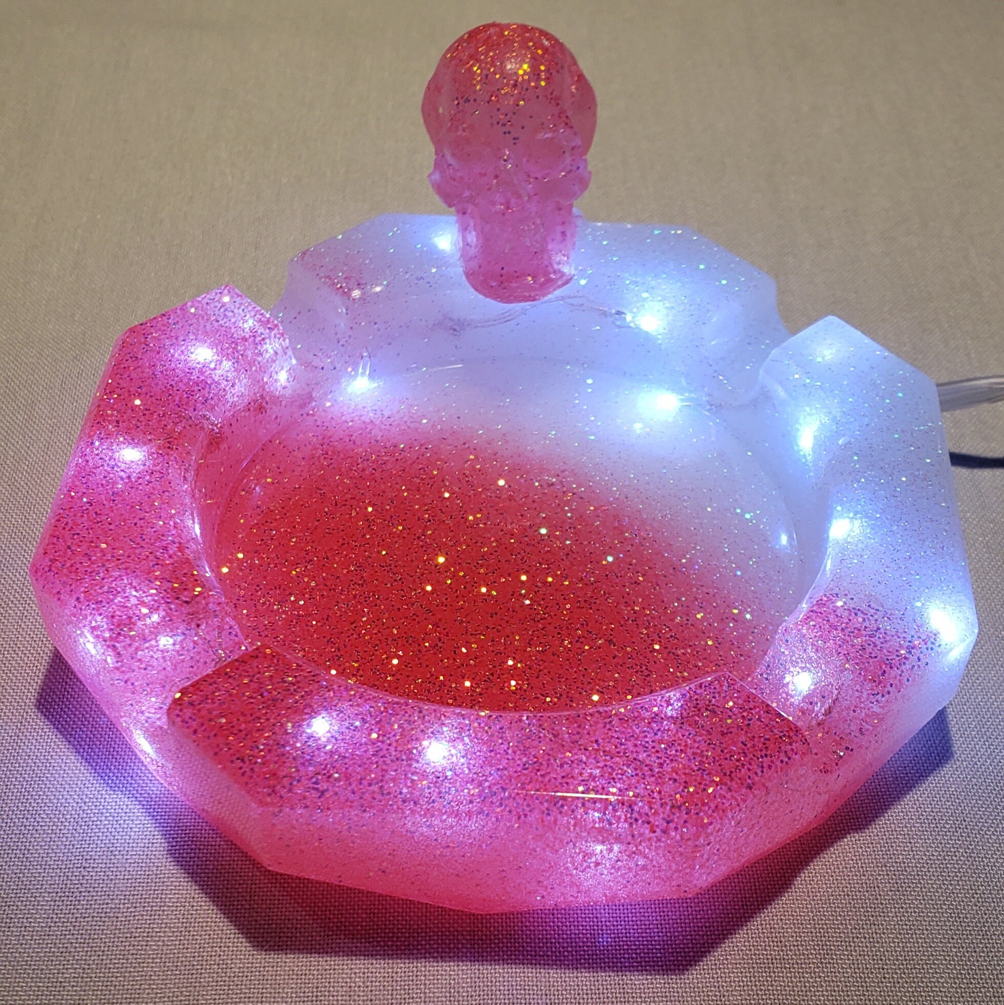 Handmade Resin Boo Collection ** Epoxy Light Up Skull Ashtray ** Peek A ...