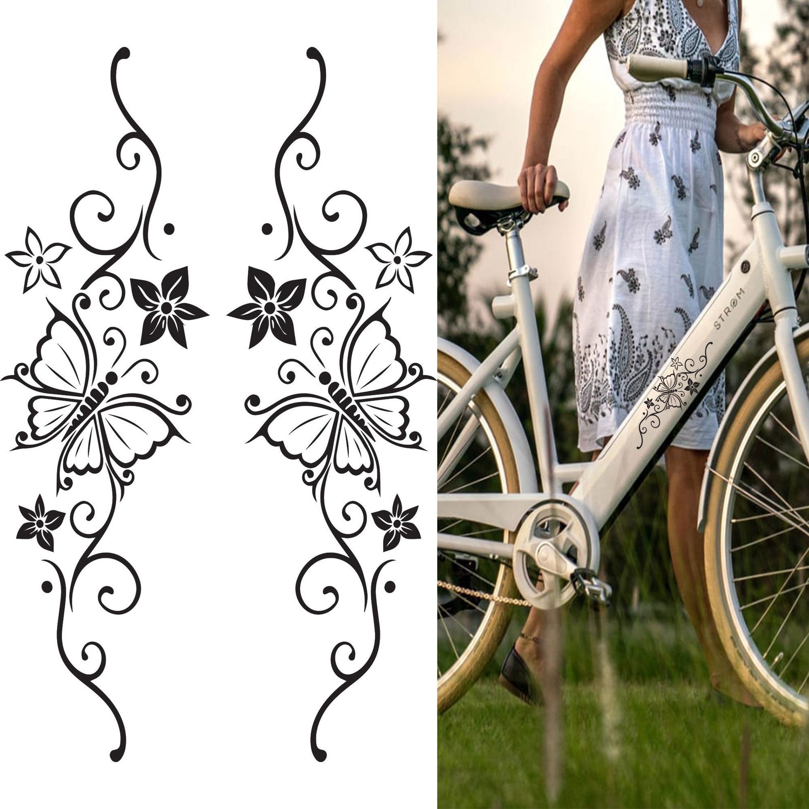 Fun Decorative Bicycle Stickers Flowers and Butterfly Bike - Etsy