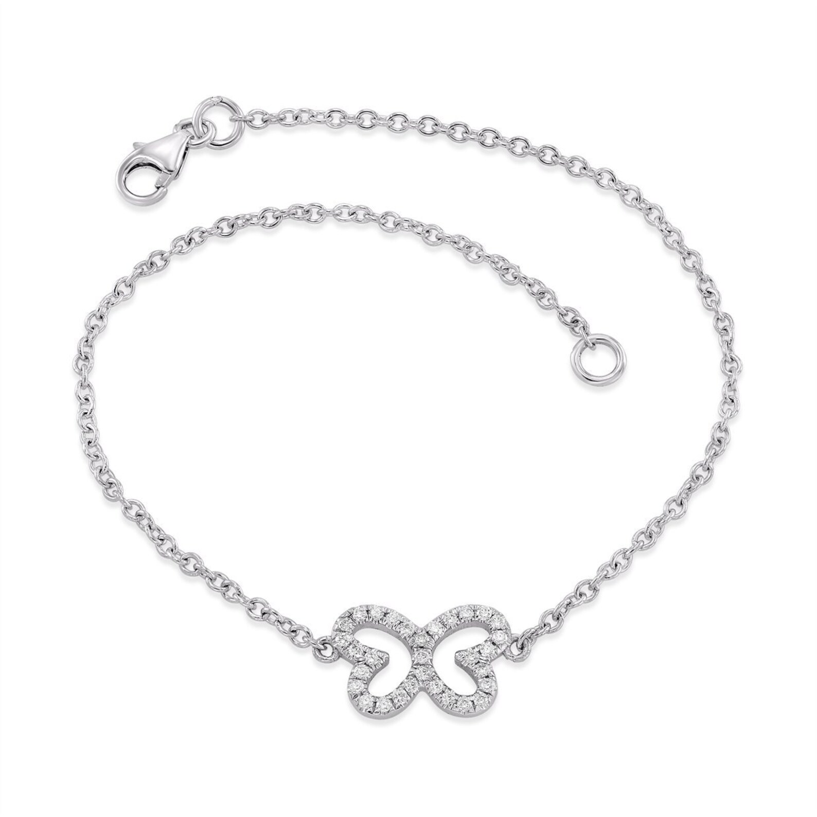 Dainty Diamond Butterfly Bracelet, Delicate 14K Gold Diamond Charm ...