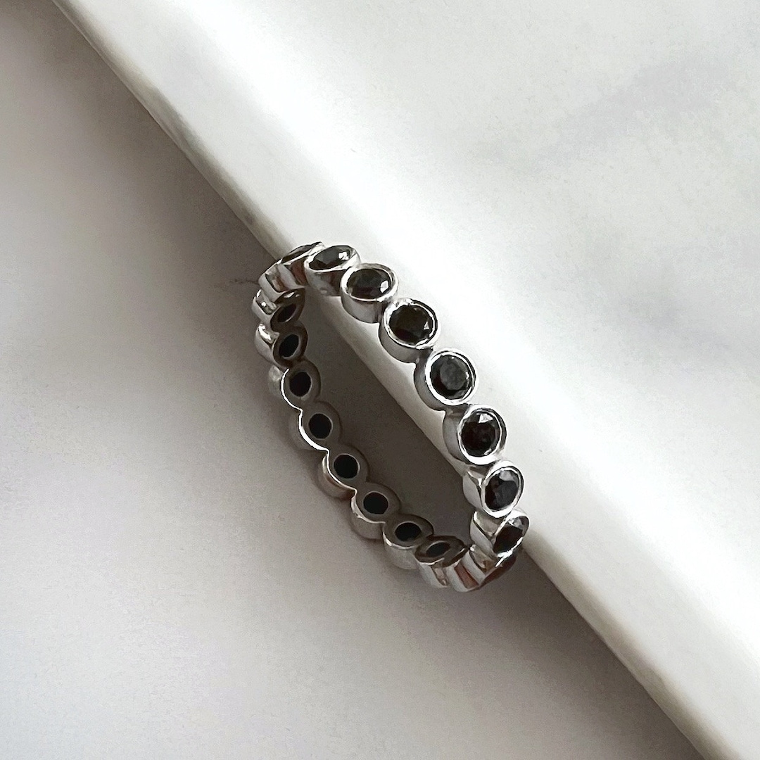 1.5 Carat Black Diamond Stackable Ring, Full Eternity Black Diamond ...