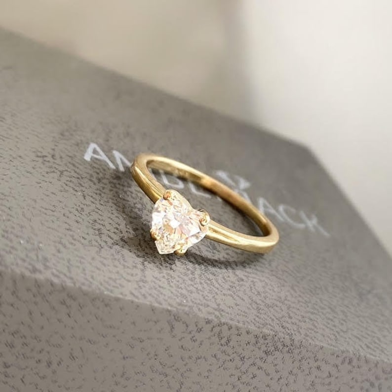 Solitaire Heart Diamond Engagement Ring Perfect Heart Shape - Etsy