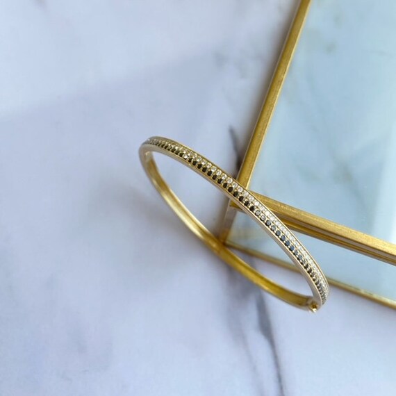 OOAK Beautiful and Uniqe 2 Colors Bangle Bracelet in 14k | Etsy