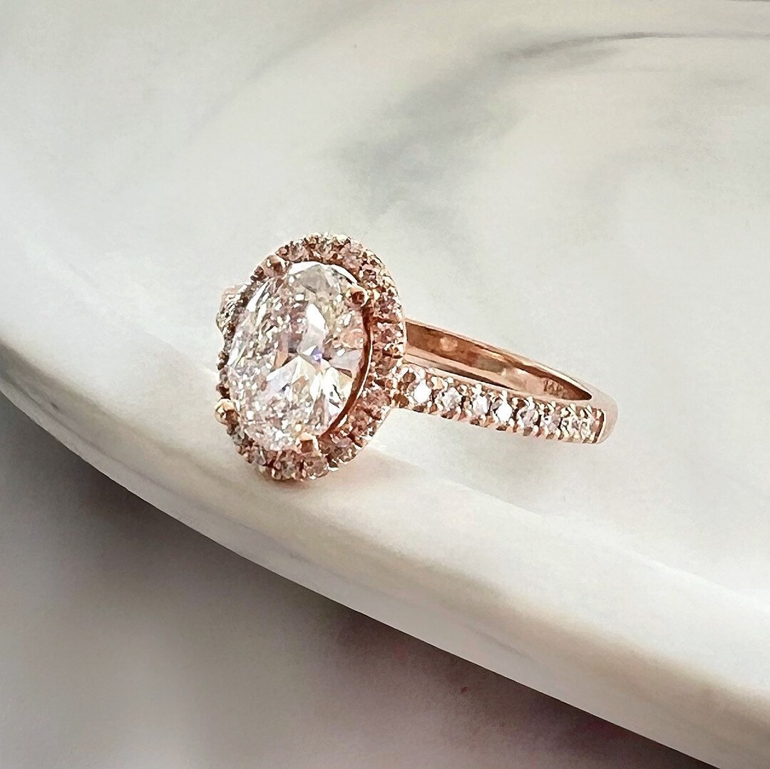 1.20 Carat Lab Grown Oval Diamond Engagement Ring, Lab Oval Halo ...