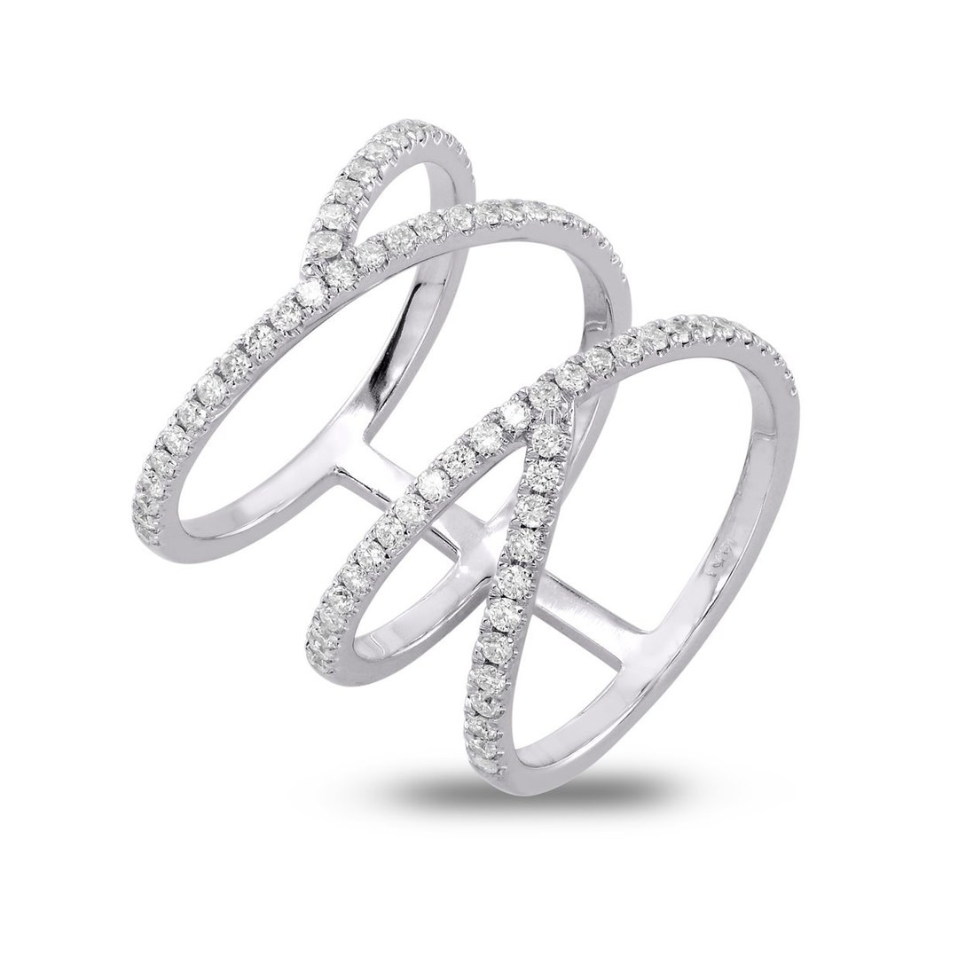 Magnificent Diamond Statement Ring, Large Criss Cross Diamond Ring ...