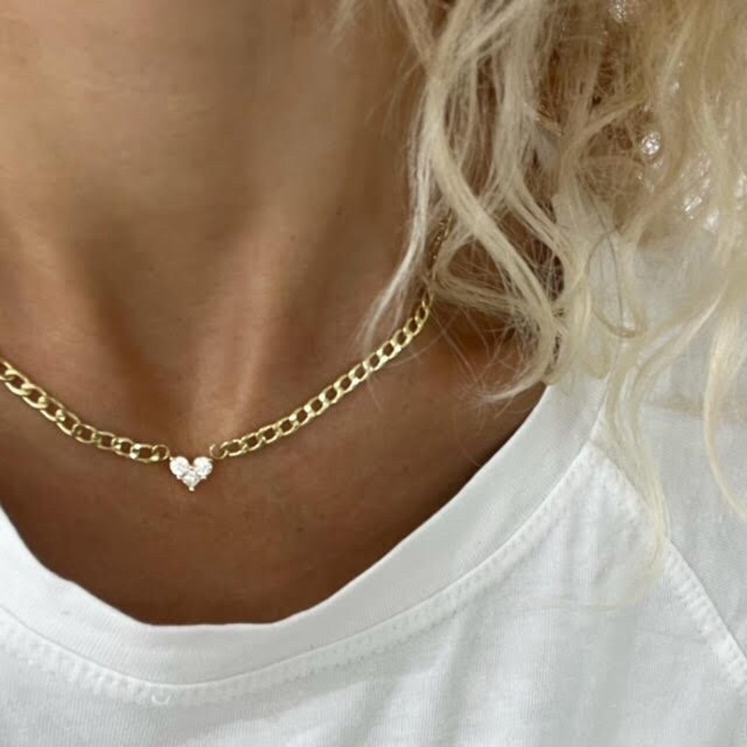 Beautiful Heart Necklace With Lab Grown Diamond on 14k Gold Chain ...