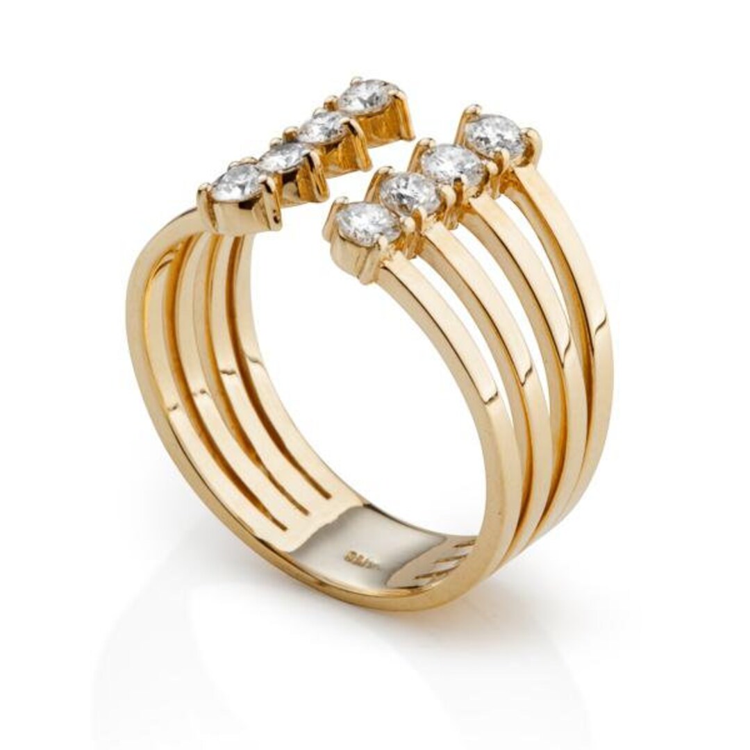 Solid Gold Open Stacking Diamond Ring, Anniversary Diamond Ring ...