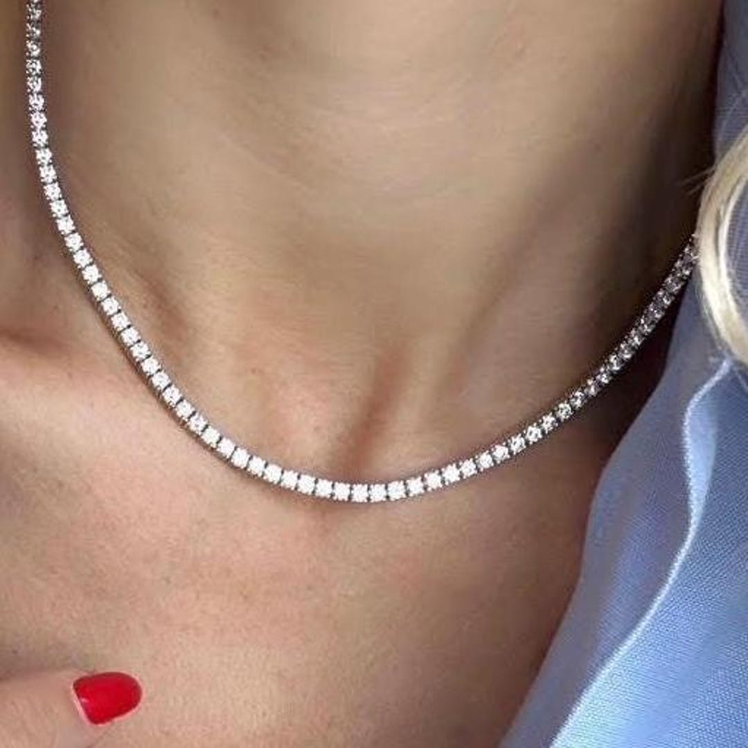 11 Carat Lab Diamond Tennis Necklace, Lab Diamonds Collier, Top Quality ...