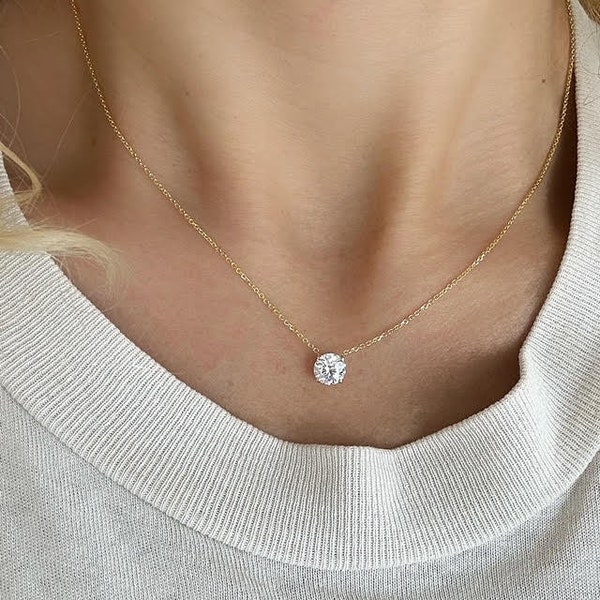 Diamond Pendant Necklace - Etsy